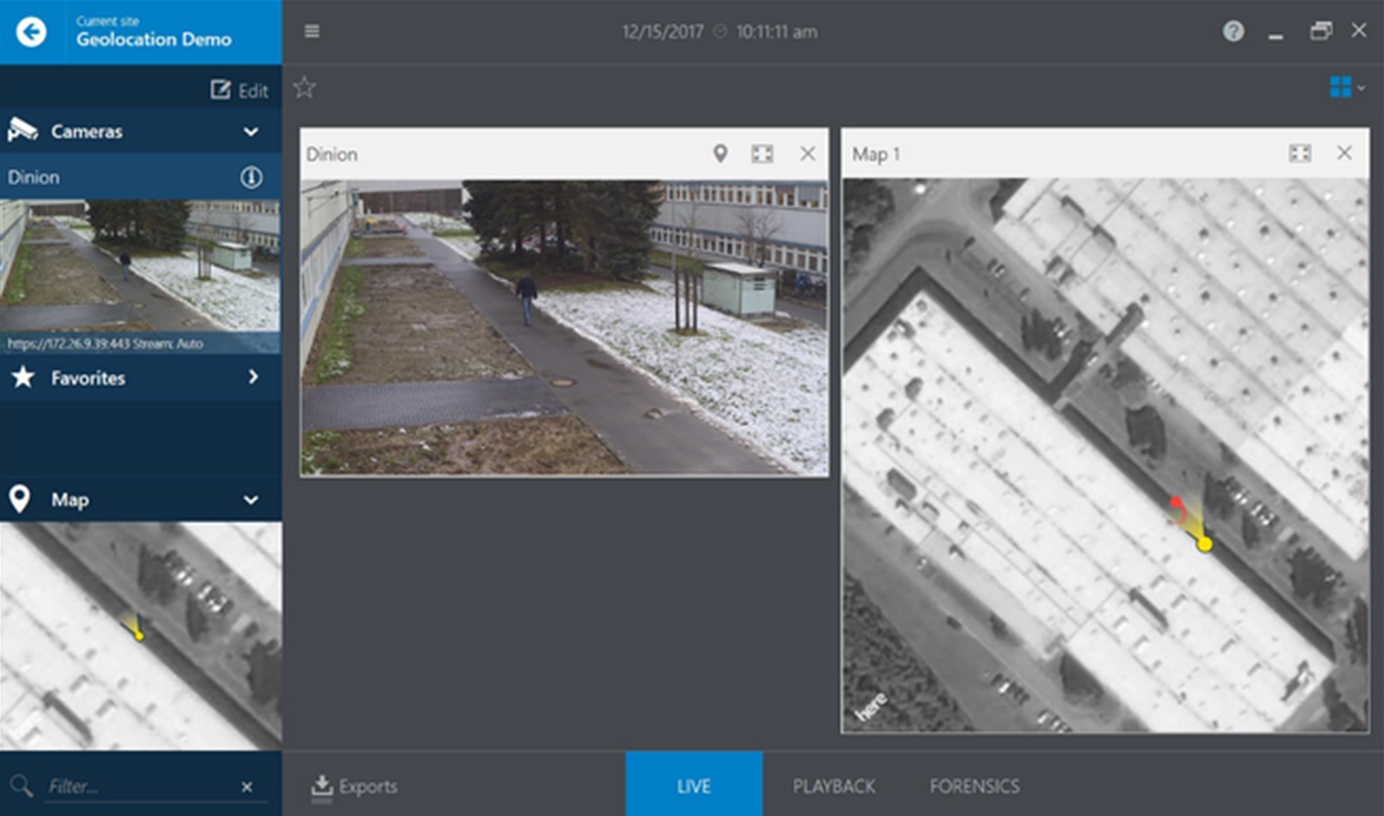 Target Geolocation Using Security Cameras and Map-Based VMS Software